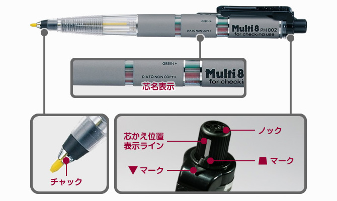 マルチ8 – 製品各部分の名称 | ぺんてる株式会社